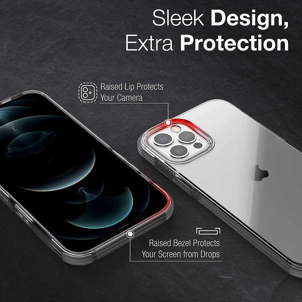 RAPTIC Clear Case Compatible with iPhone 12 Pro Max Case, Anti-Yellow Slim Cover, Shock Absorbing Rubber, Scratch Resistant Protective Case, Fits iPhone 12 Pro Max, Smoke