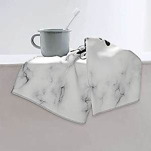 AIYOOLER Marble Bath Towels Set of 2 White Grey Marble Texture Get Naked Hand Towels for Bathroom,Decorative Kitchen Dish Guest Towel Soft Absorbent Small Bath Hand Towel for Spa,Gym,Yoga 28x16 in