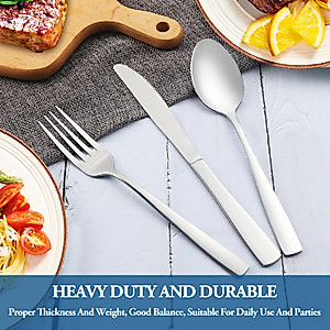 16 Piece Dinner Forks Set,Top Food Grade Extra-Fine Stainless Steel Forks with Squared Handle,Forks Silverware,Metal Forks for Home Kitchen Restaurant Hotel,8 Inches,Mirror Finish & Dishwasher Safe