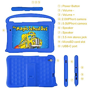 CONSUNG 8 inch Kids Tablet with Android 12, Quad-core Faster Speed Processor, 3GB RAM+32GB ROM, 1280x800 IPS Screen, 2+5MP Dual Camera, WiFi & Bluetooth,4000mAh Battery, GMS Certified (Dark Blue)