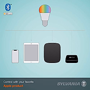SYLVANIA Smart Bluetooth LED Light Bulb, A19 60W Equivalent, Efficient 10W, Works with Apple HomeKit, RGBW Full Color and Adjustable White, No Hub Required - 1 Pack