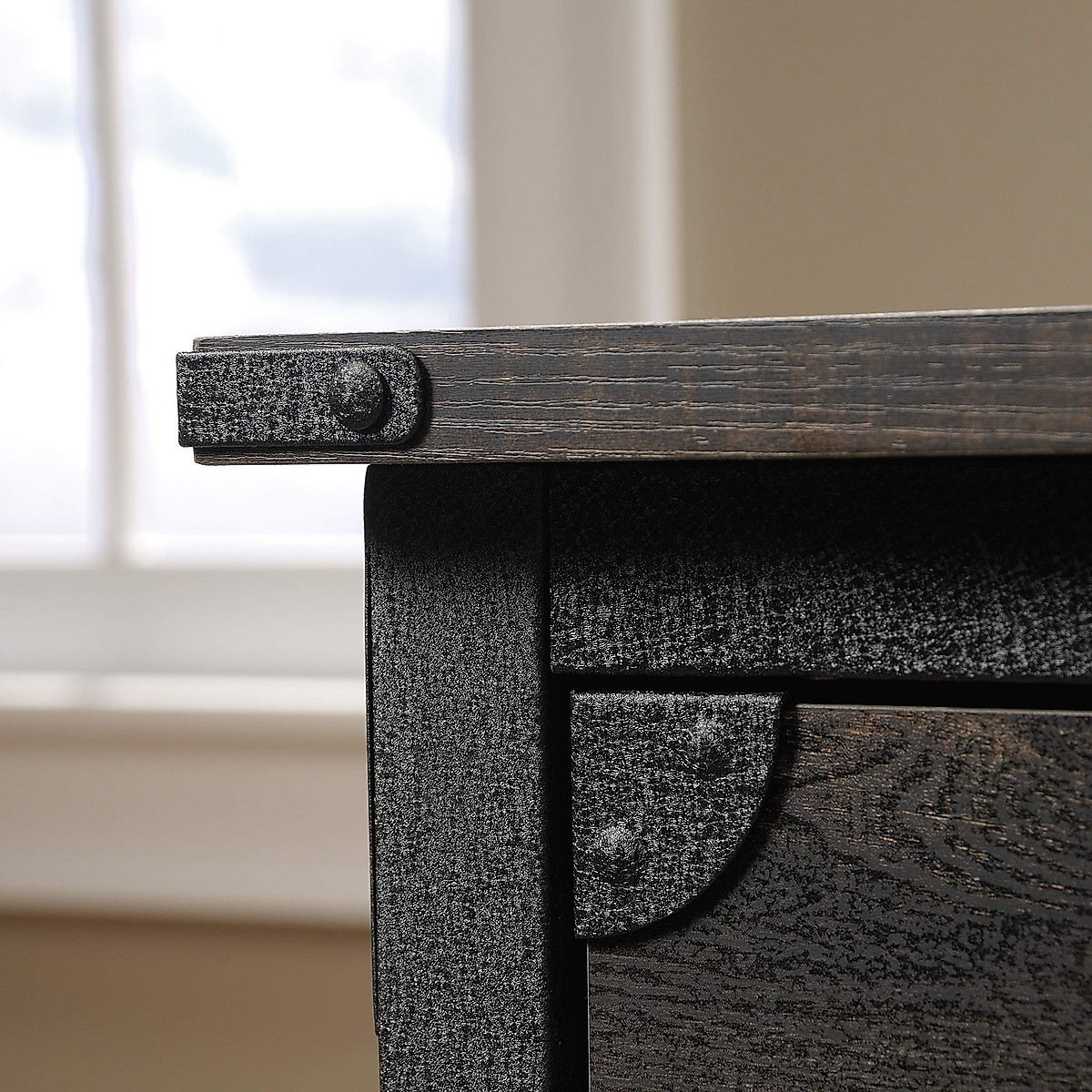 Sauder Steel River File Pedestal, L: 20.87" x W: 23.86" x H: 26.58", Carbon Oak Finish