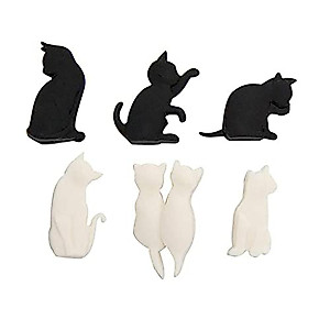 A FEI Wine Glass Markers Set Of 6 Cute Cat Silicone Drink Glass Charms Tags Cup Signs