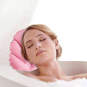 sansheng Inflatable Bath Pillow,Bath Pillows for Tub (10x12inch) Bathtub Pillow Headrest Terry Cloth with Suction Cups Inflated Neck Support for Bathtub（Pink and Blue） 2 Pack