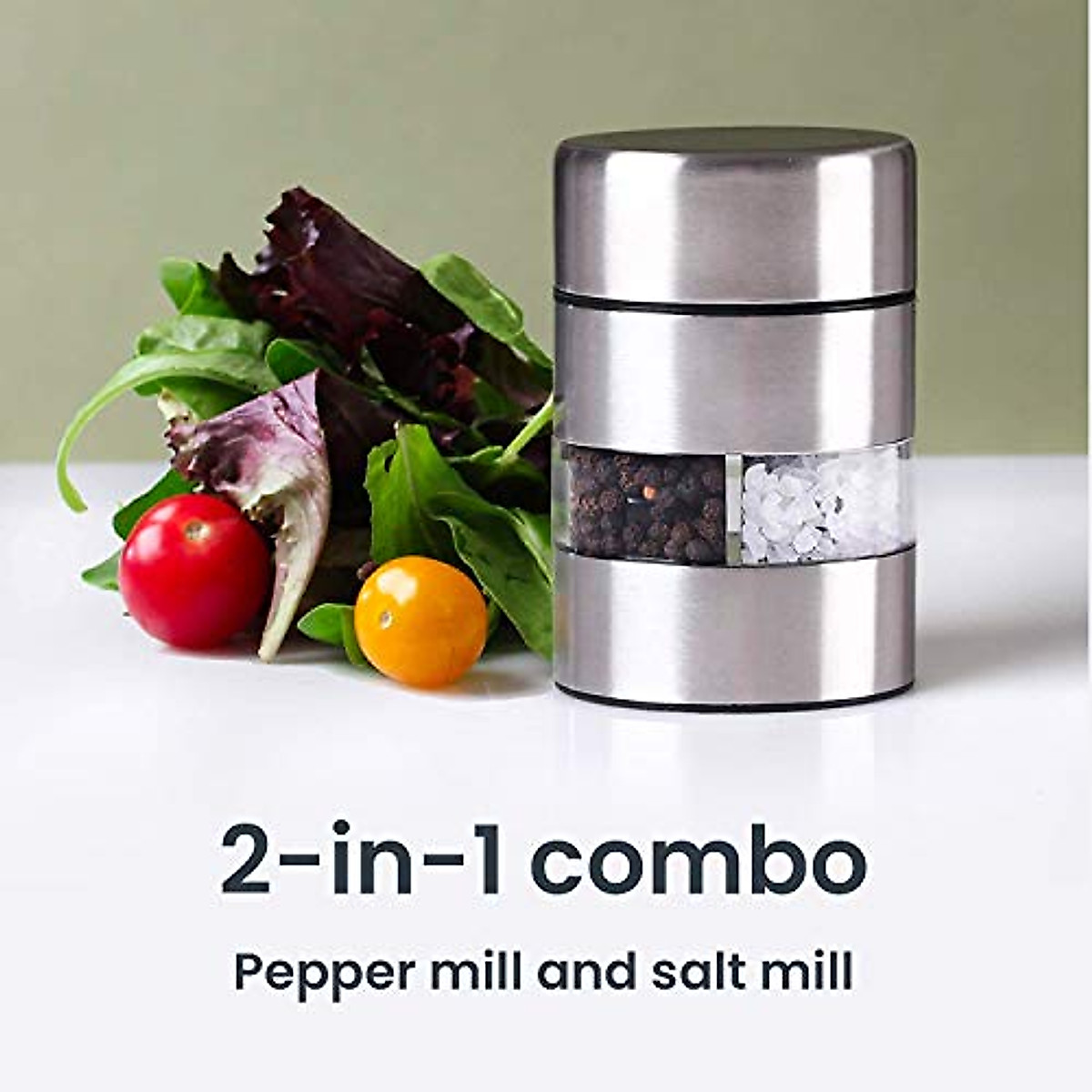 Olde Thompson Since 1944 Olde Thompson 4" Stainless Steel Pepper Salt Mill 2-in-1 Combo-5080-00, 4-inch, Silver