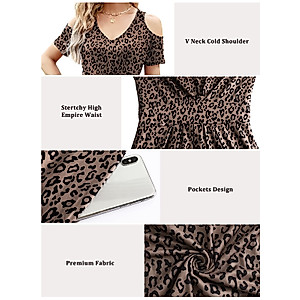 Arolina Cold Shoulder Maxi Dress for Women Summer V Neck Short Sleeve Casual Long Beach Dresses with Pocket