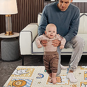 Baby Playpen Mat 50" X 50" Baby Play Mat,[PLAYPEN NOT Included!!] Thicken One-Piece Crawling Mat,Non Slip Washable Baby Mats for Playing, Baby Playmat Floor Mat for Babies, Toddlers