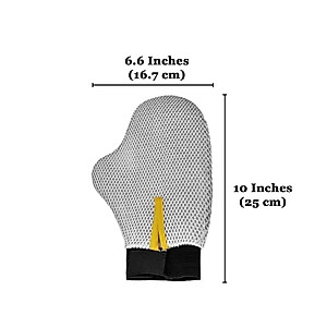 SunGrow Ferret & Cat Deshedding Glove Brush, Protect Hand from Hen Peck for Chicken Egg Collection, For Long & Short Fur, Adjustable Wrist Strap