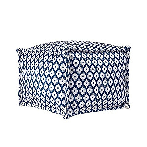 nuLOOM Oia Printed Indoor/Outdoor Filled Ottoman Pouf