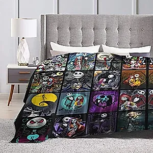 Fleece Blanket Throw Soft Plush Lightweight Cozy Warm Comfy for All Seasons Flannel Quilt (Black 2, 50"x40")