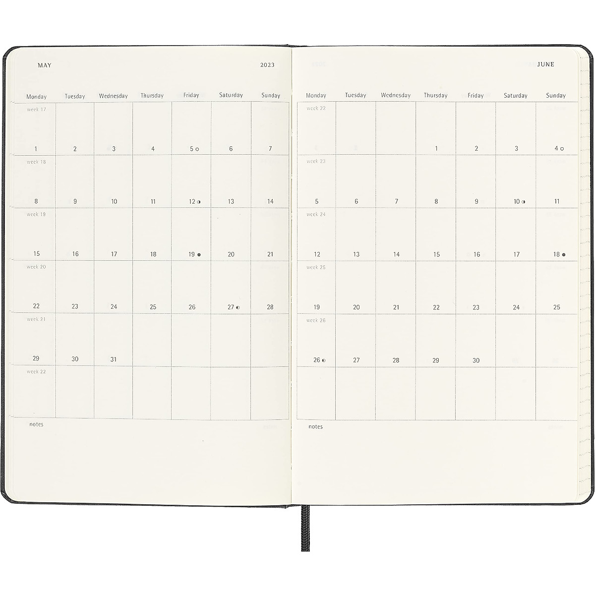 Moleskine Classic 18 Month 2022-2023 Weekly Planner, Hard Cover, Large (5" x 8.25"), Black
