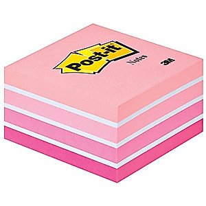 Post-it Sticky Notes Cube Pastel Colors Collection, Pack of 1 Pad, of 450 Sheets, 76 mm x 76 mm, Pink, White, Orange Colors - Self-stick Notes For Note Taking, To Do Lists & Reminders
