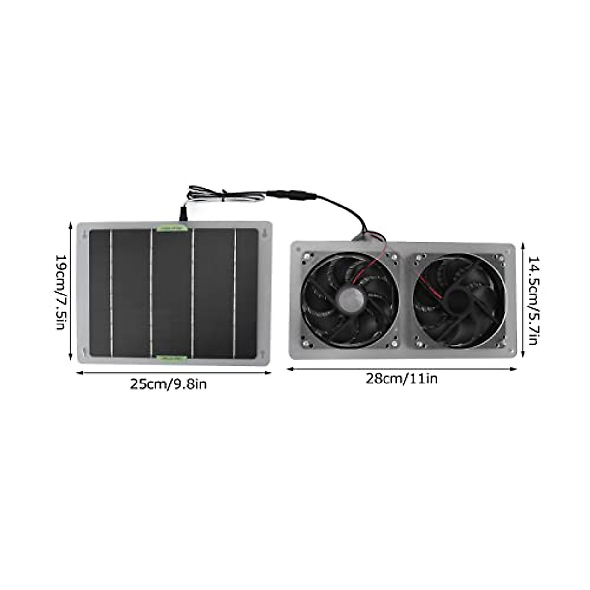 Solar Fan, Solar Panel Fan Kit, 100W 12V Waterproof Dual Exhaust Fan Solar Powered Fan for Small Chicken Coops, Greenhouses, Sheds, Pet Houses, Solar Ventilation Fan Solar Exhaust Fan