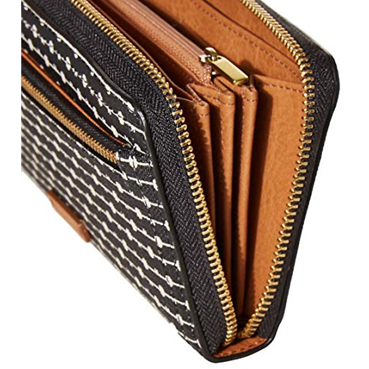 Fossil Women's Logan Leather RFID-Blocking Zip Around Clutch Wallet with Wristlet Strap