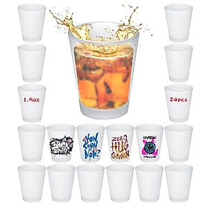AGH 1.5oz 24 Pack Sublimation Frosted Shot Glasses with Heavy Base The Sublimation Blanks Shot Glass for Whiskey, Tequila, Vodka