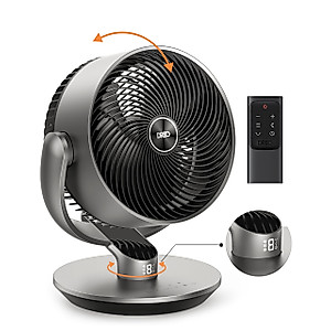 Dreo Smart Fans for Bedroom, 16 Inch, 25dB Quiet DC Room Fan with Remote, 120°+90° Oscillating Fan, 6 Modes, 9 Speeds, 12H Timer,Works Alexa/Google/WiFi/Voice Control, Black and Silver
