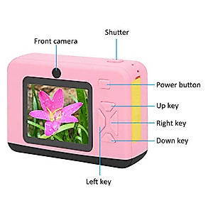 Children Camera, Kids Digital Dual Camera with 2.0in IPS Screen Selfies Childrens Camera Toy Support Front and Rear Dual Camera, Built‑in Large‑Capacity Battery(Pink)