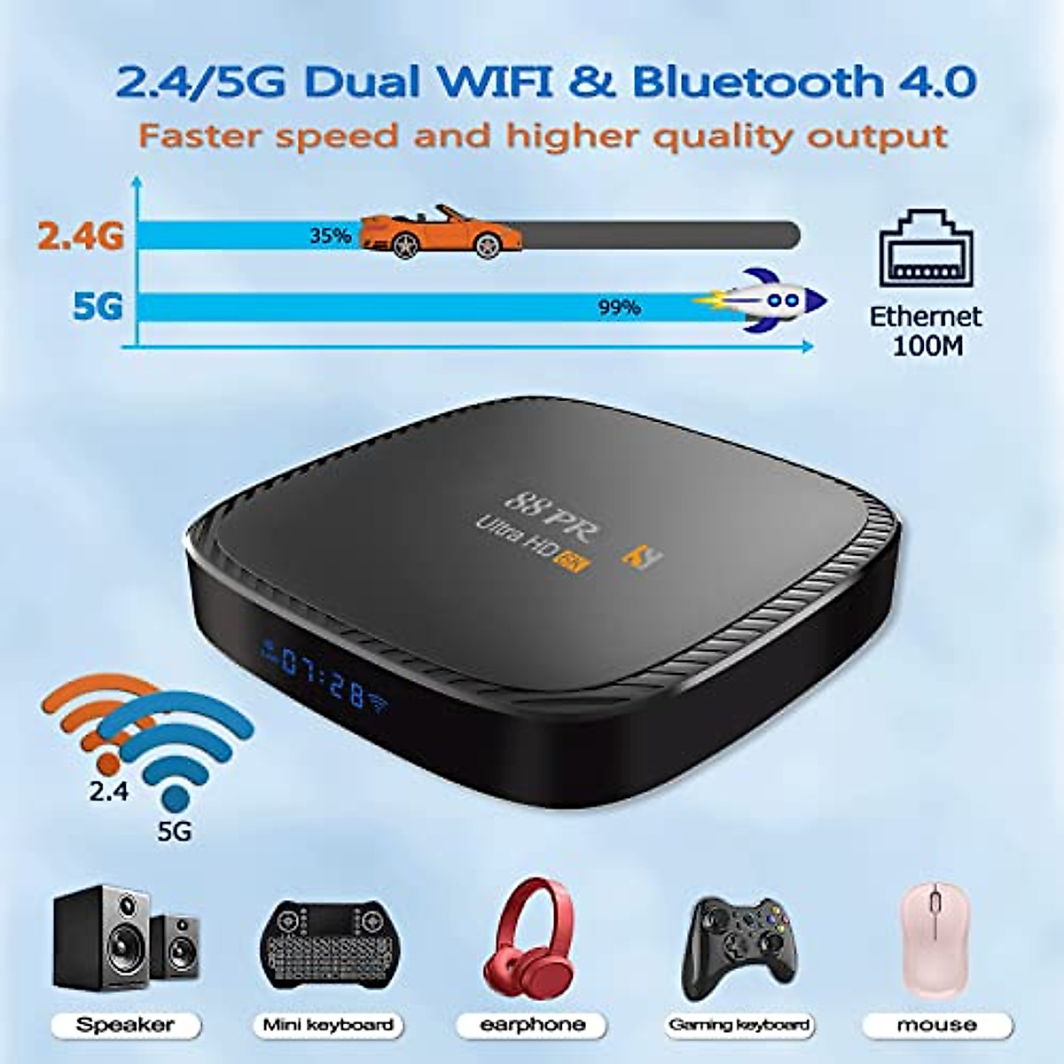 Android TV Box 10,0, X88 Pro Android TV Box 4GB RAM 64GB ROM, H616 Quad Core Cortex-A53 6K UHD 3D Dual-WiFi 2.4GHz/5.0GHz Ethernet 100M Bluetooth 5.0, Smart TV Box