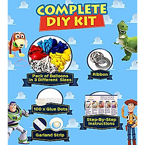 100pcs EASY DIY - Toy Story Balloons Garland Kit & Arch for Toy Story Birthday Party and Baby Shower Decorations - Toy Story Balloons Latex with Cow Pattern for Woody and Buzz Lightyear Theme Supplies