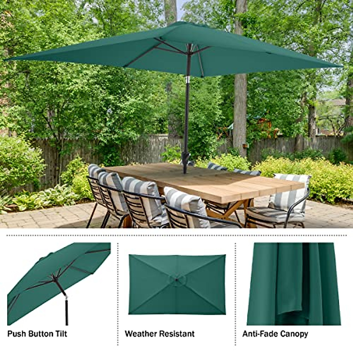 Pure Garden 50-LG1278 Hunter Green Rectangular Patio Umbrella Color