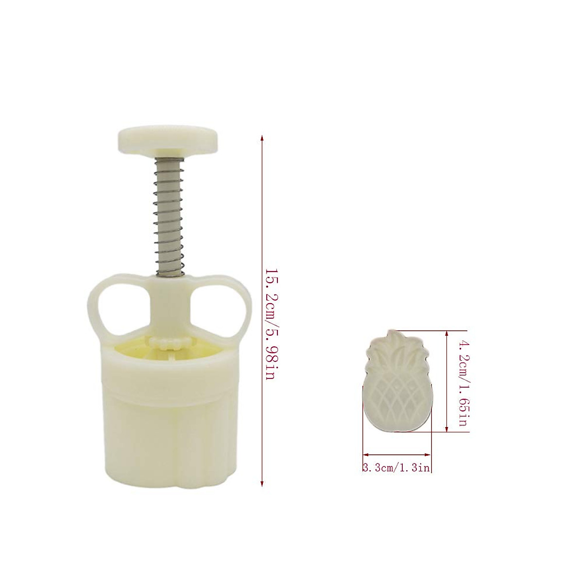 2pcs 25g Cookie Stamps Pineapple Shape, Thickness Adjustable Moon Cake Mold Set Festival DIY Hand Press Cookie Dessert Cutter Pastry Decoration Tool Maker