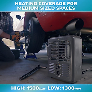 Comfort Zone Milkhouse Style Utility Space Heater with Adjustable Thermostat, Electric, Portable, 3-Prong Plug, Overheat Protection, & Tip-Over Switch, Ideal for Garage or Workshop, 1,500W, CZ798GR3