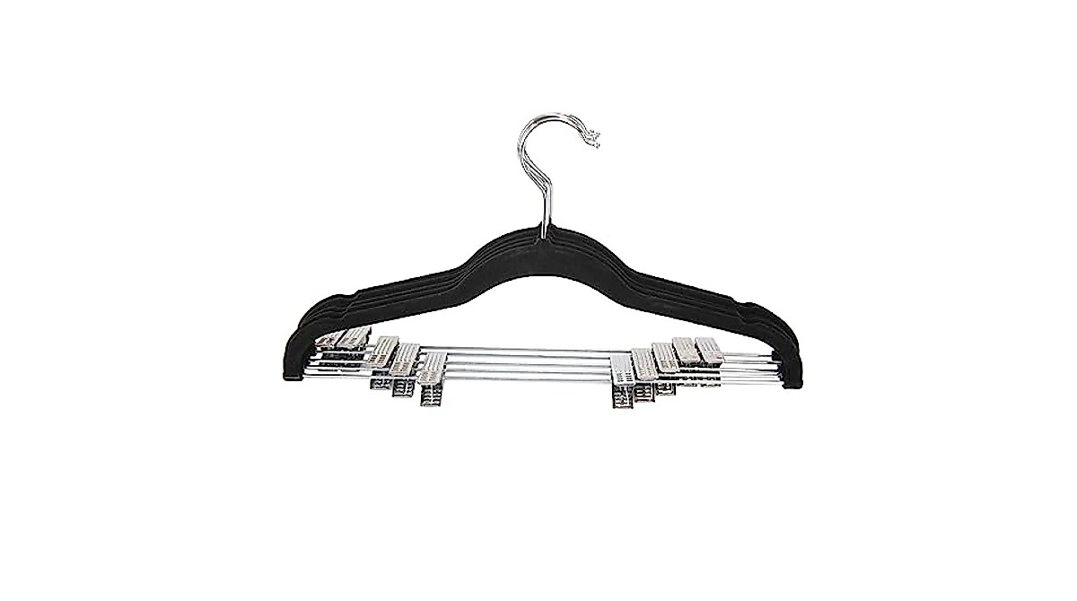 18" Velvet Hangers with Clips - Non-Slip 5 Pack | Home Basics