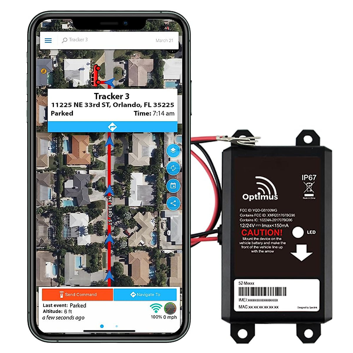 Optimus Wired GPS Tracker for Vehicles - Easy Installation on Car's Battery - Low Cost Subscription Plan Options