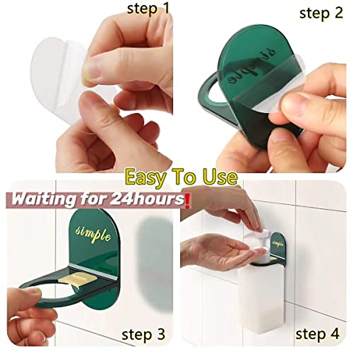 Wsaikis Hand Sanitizer Bottle Rack Hook Wall Mounted Bathroom Bottle Holder Shampoo Rack Hook ,Liquid Soap Holder Self Adhesive Wall Mounted Holder for Bathroom or Kitchen (6pcs Dark Green)