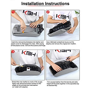 KBH Center Console Armrest Cover Replacement for Toyota Camry 2007 2008 2009 2010 2011, Vinyl Leather Trim, Car Arm Rest Replace Covering, Gray (Without Lid)