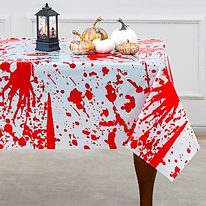 joybest 3 Pack Halloween Bloody Handprint Tablecloth - 54 x 108 Inch Waterproof Disposable Plastic Table Covers for Halloween Party Supplies Decoration, Dinner Party and Horror Theme Party