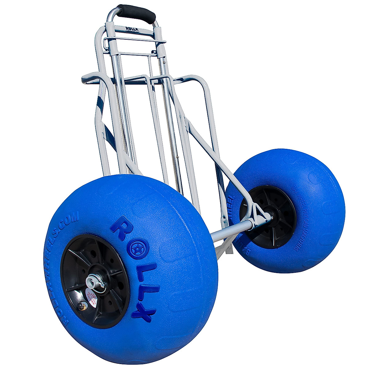 Folding Beach Cart with Balloon Wheels, Rolling Cooler Dolly with Big 13 Inch Large Sand and Beach Tires (White)