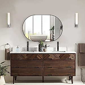 ANDY STAR Black Oval Mirror, 24x36 Oval Black Mirror in Stainless Steel Metal Frame for Bathroom, Entryway, Living Room, Contemporary 1" Deep Set Design Wall Mount Hangs Vertical or Horizontal