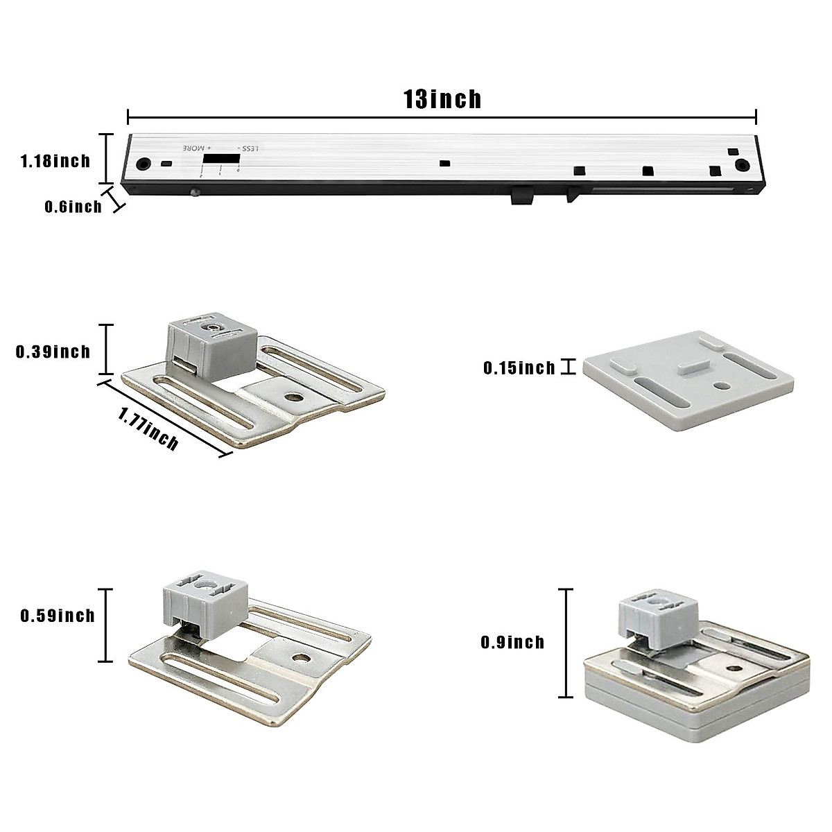 2PCS Stainless Steel Barn Door Soft Close Mechanism, Adjustable Tension Spring Buffer Damper, Hole-Free/Drilling Perfect for Silver Flat Track for Door Weight 77-132 Pounds with Actuator Spacers