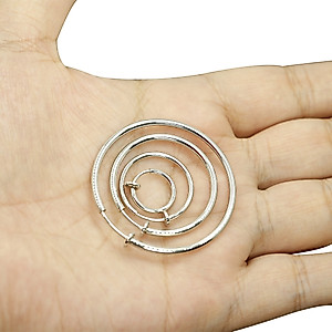 Keklle Stainless Steel 4 Pairs Clip On Hoop Earrings for Women Men Non Pierced Earrings (A:Silver-Tone)