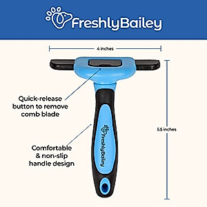 Freshly Bailey Deshedding Brush for Short Haired Dogs & Cats - Cat and Dog Brush for Shedding Short Hair - Highly Effective Deshedder Grooming Comb