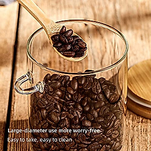 LUZLED Set of 3 Airtight Glass Jars with Bamboo Lids and Spoons, 16oz Glass Storage Containers with Lids Clear Food Storage Containers Food Jars Canisters for Kitchen Sugar Salt Coffee Beans