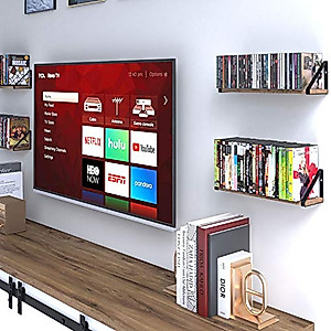 Wallniture Ponza 17"x4.5" Floating Shelves Wall Mounted Set of 4, Wall Shelves for Bedroom, Bathroom, Living Room, Kitchen, Natural Burnt Rustic Wood Wall Decor with Metal Floating Shelf Bracket