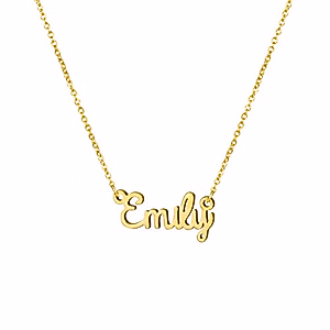Awegift Name Necklace Big Initial Gold Plated Best Friend Jewelry Women Gift for Her Emily