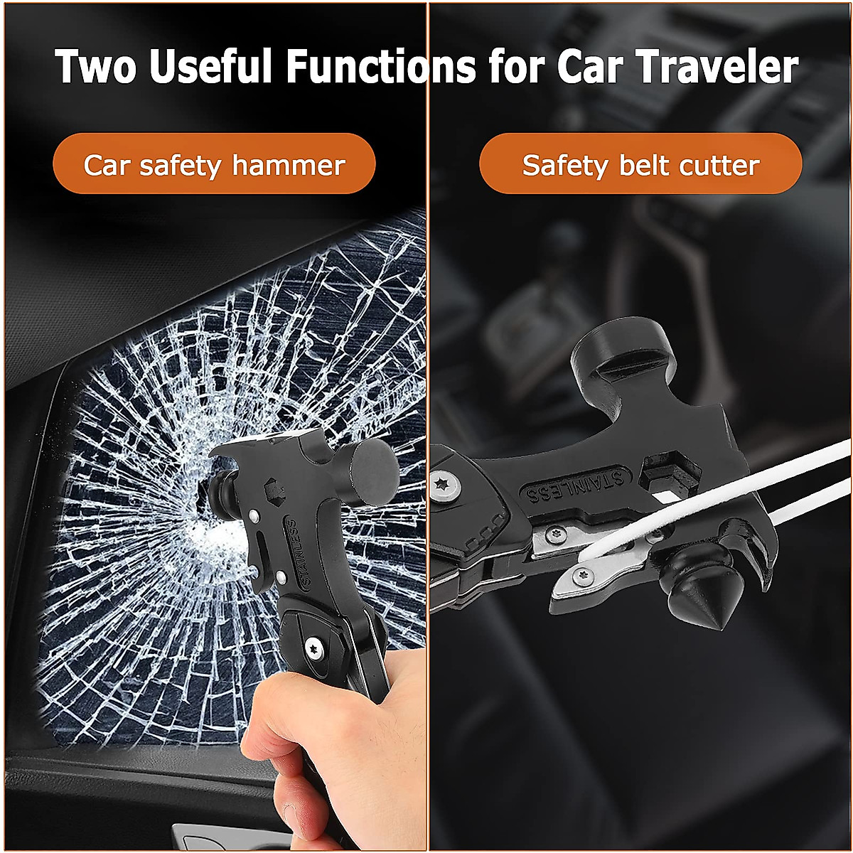 16 in 1 Multitool Hammer, 21 Tools Camping Accessories, Portable Survival Gear with Durable Sheath, 5-in-1 Function with Fire Starter, Gifts for Men