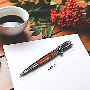 Personalized Bolt Action Pen Gift Set,Free Engraved Metal Ballpoint Pen with 2 Refills,Office Decor Pen,Custom Gifts for Men,Husband,Father,Boyfriend,Grandfather,Brothers. (Wooden)