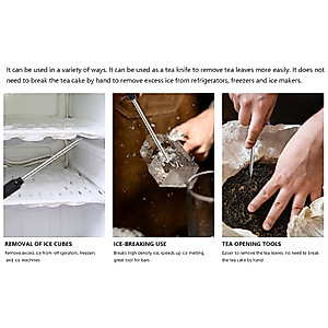 JINBAZO Ice Pick with Safety Cover, Aluminium Alloy Handle Stainless Steel Knife With Pick Tool for Breaking Ice, Non-slip Antiskid Handle for Easy to Grip (Silver)