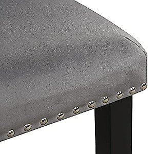 Homsof 7-Piece Set with 1 Faux Marble Dining Rectangular Table and 6 Upholstered-Seat Chairs, Gray+White 3