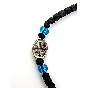 Iconsgr Handmade Christian Orthodox Komboskoini, Prayer Rope Bracelet Black VM1