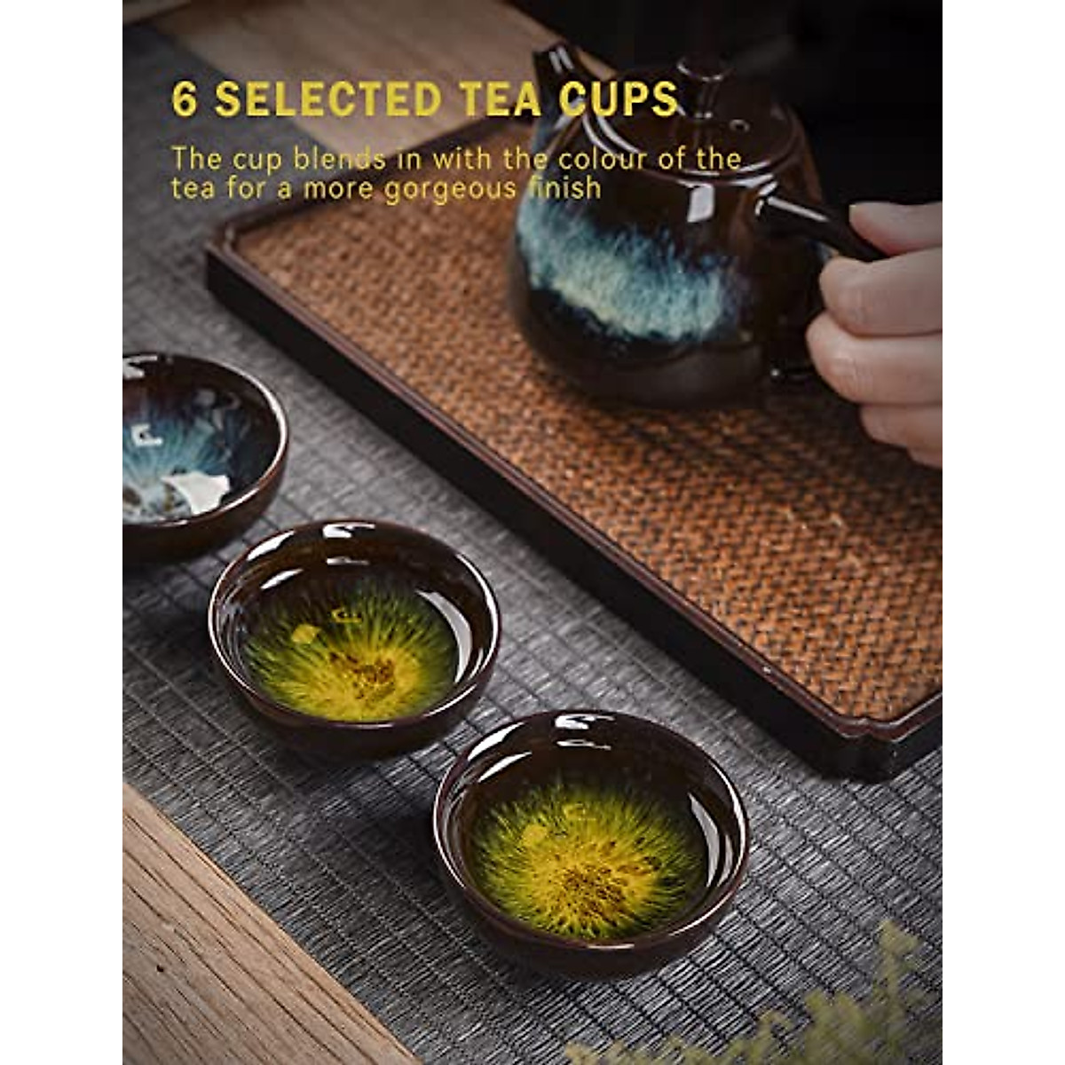 VotraSant Chinese Tea Set, Portable Teapot Set with 1 Teapot, 6 Tea Cups, 1 Gongdao Mug, 1 Tea Filters, Portable All in One Gift Box for Travel,Home,Gifting,Outdoor and Office