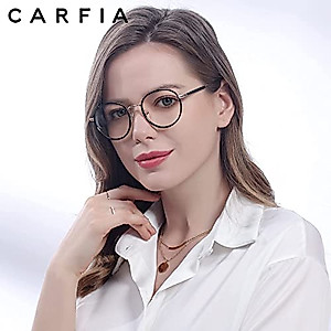 CARFIA Blue Light Glasses for Women Round Frame UV Protection Anti Eyestrain Computer Gaming Glasses