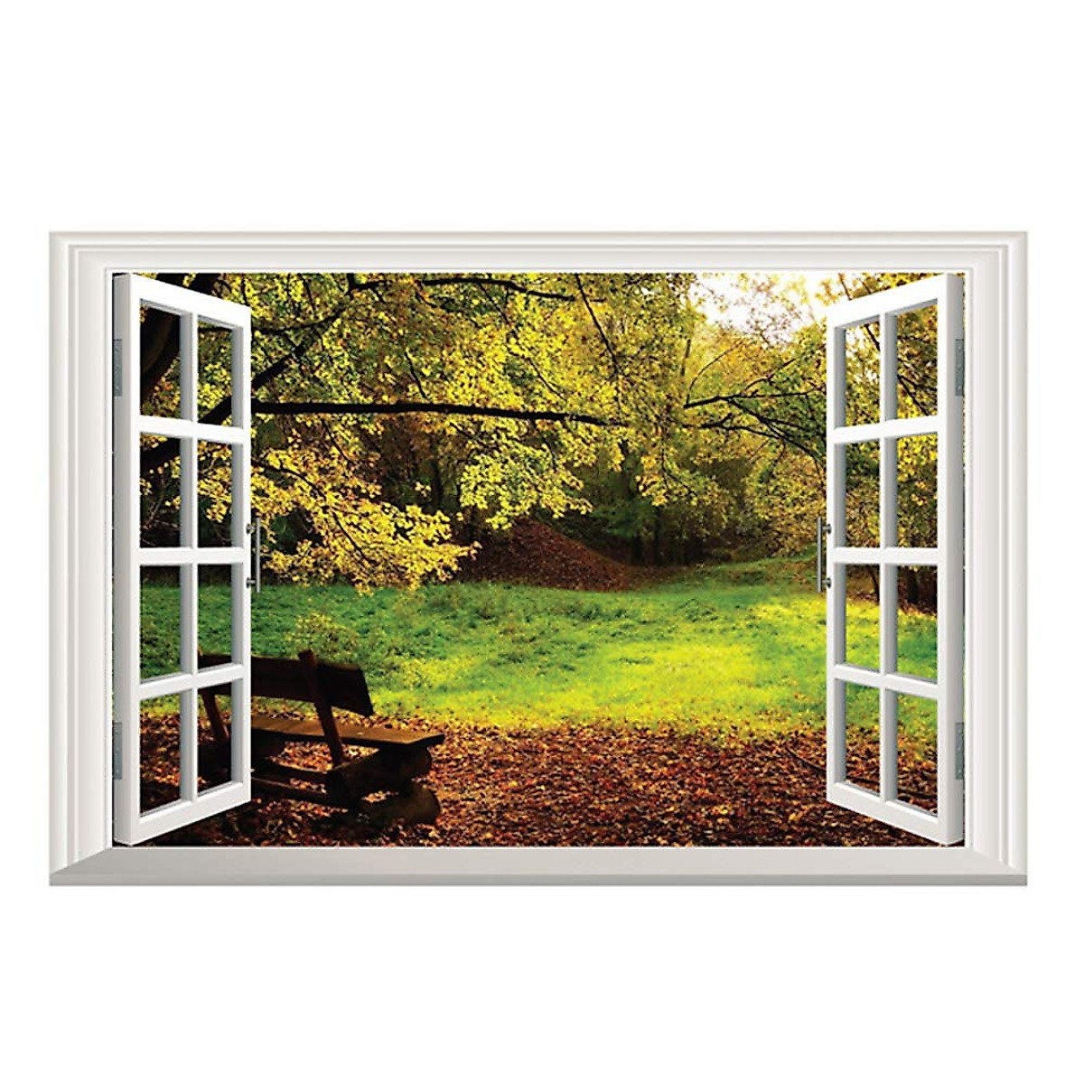 Home Find Fake Window Wall Decal View a Corner of Garden Faux Windows for Wall Stickers 3D Removable Murals Self Adhesive Vinyl Decor Bedroom Living Room Nursery Home Decoration 23 inches x 15 inches