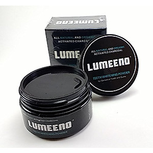 Lumeeno All Natural Organic Activated Charcoal Teeth Whitening for Sensitive Tooth and Gum - Whiten, Clean and Detoxify - Vegan - No Chemicals - Zero Bleach Whitener Enough for 150+ Uses
