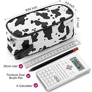 Jcocylse Large Capacity Pencil Case Portable Pencil Pouch Bag School Supplies for College Students Girls Boys Adults (Cow)