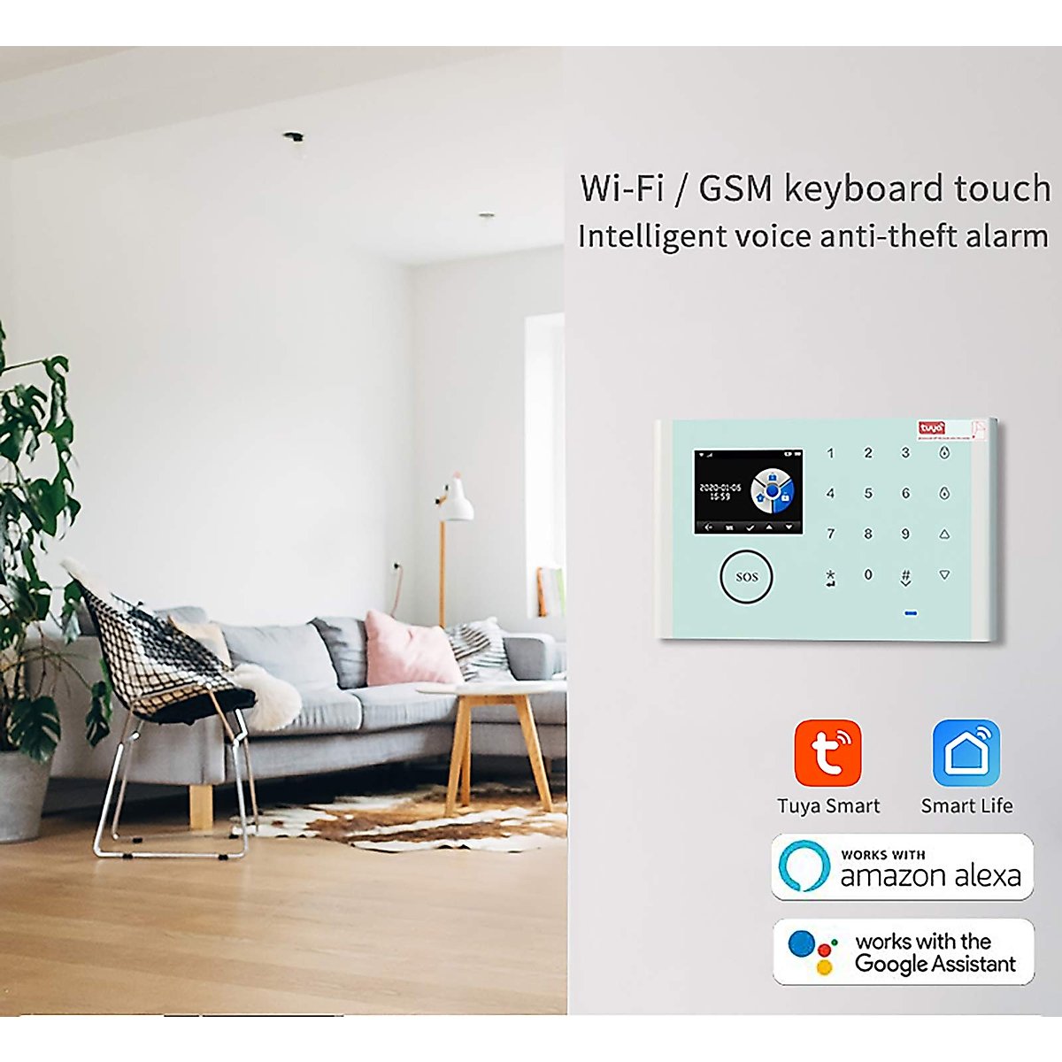 SEHOMY 16 Pieces kit Home Security System with GSM and WIFI APP Control, Wireless Door sensor Burglar Realtime Alarm for Office Shop, Apartment Security, Compatible with Alexa and Google Assistant